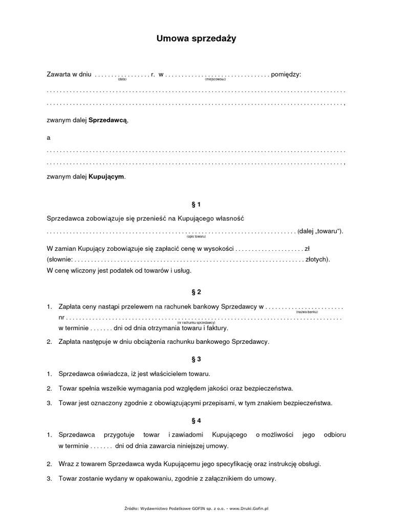 Umowa Sprzedazy | PDF