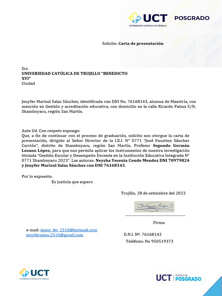 Carta de Presentación | PDF