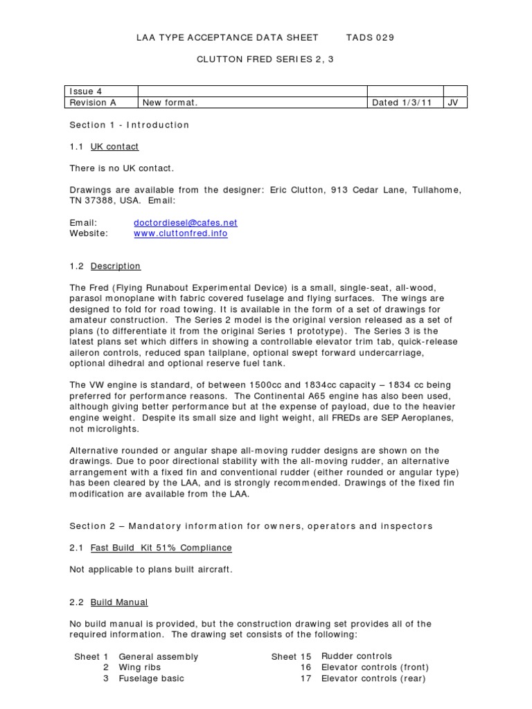 LAA Type Acceptance Data Sheet 029 Clutton Fred Series 2 and 3 | PDF ...