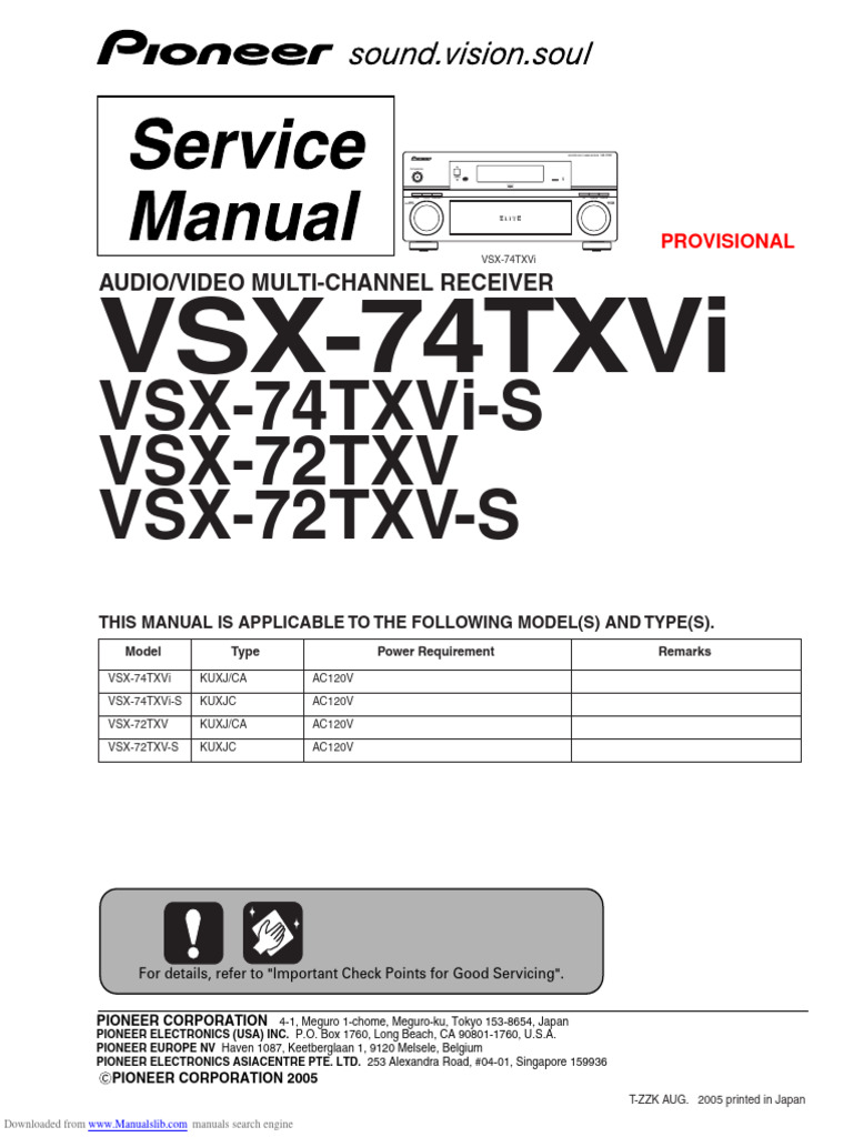 Pioneer VSX-72 & 74 (2005) Provisional SM | PDF | Electrical Connector | Decibel