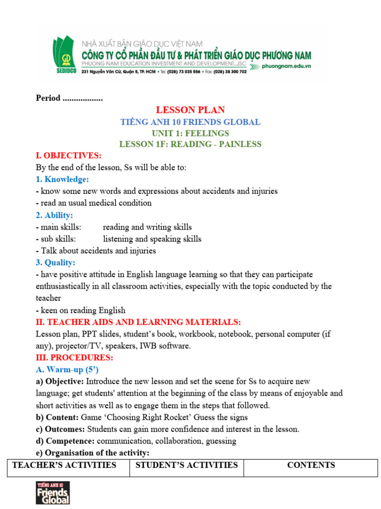 Lessonplan-1F | PDF | Lesson Plan | Learning