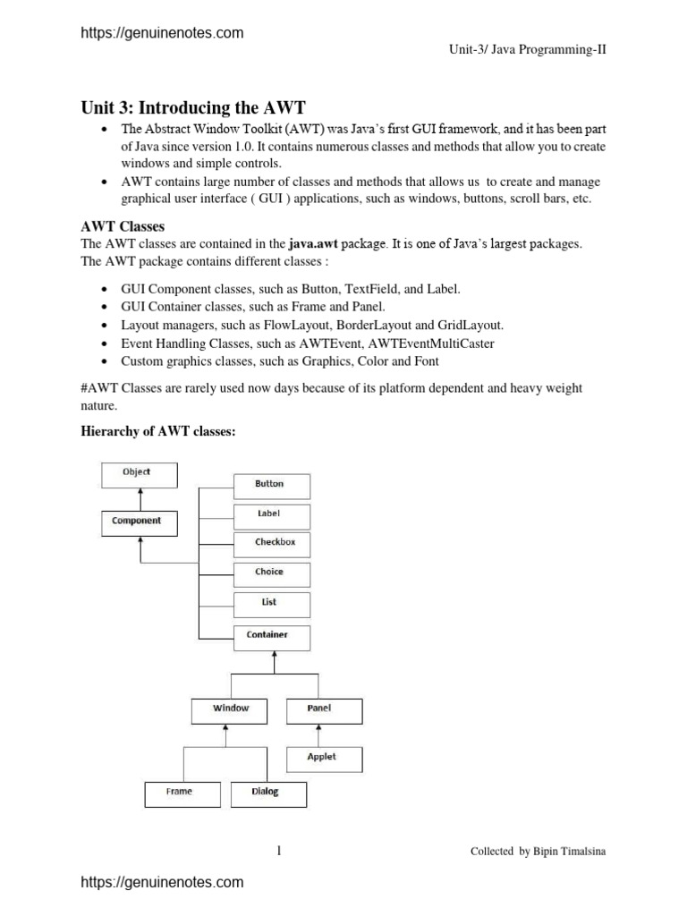 Unit 3 Introducing The AWT | PDF | Class (Computer Programming) | Window (Computing)