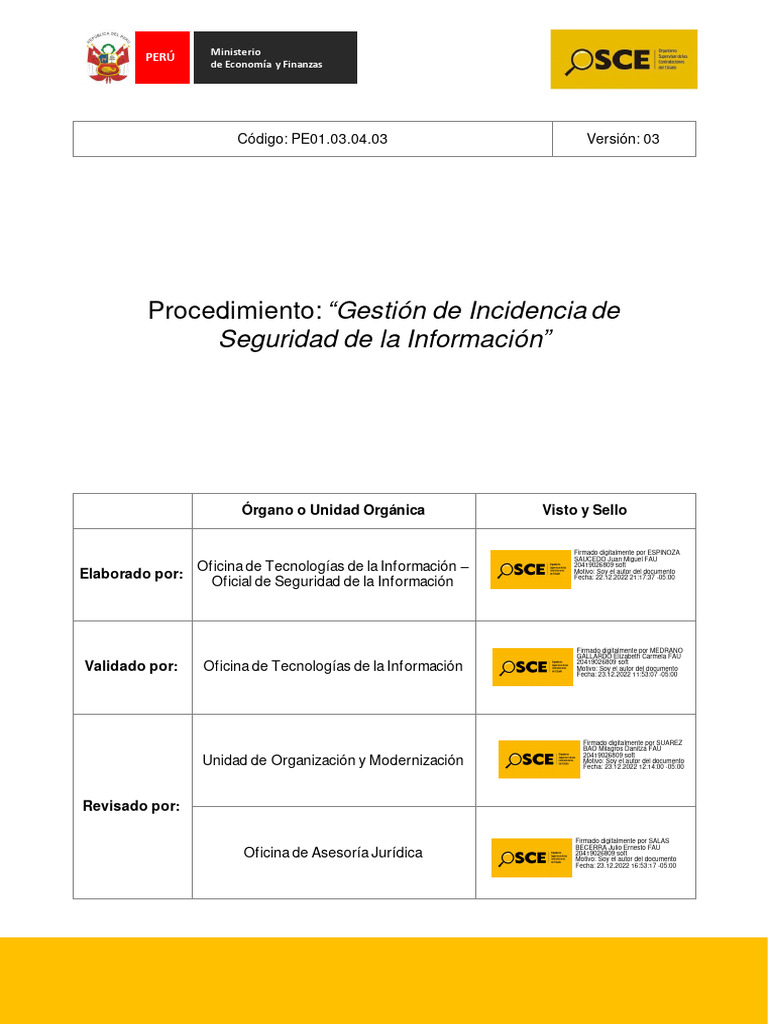 PE01.03.04.03 - Ficha de Procedimiento - Gestión de Incidencia de ...