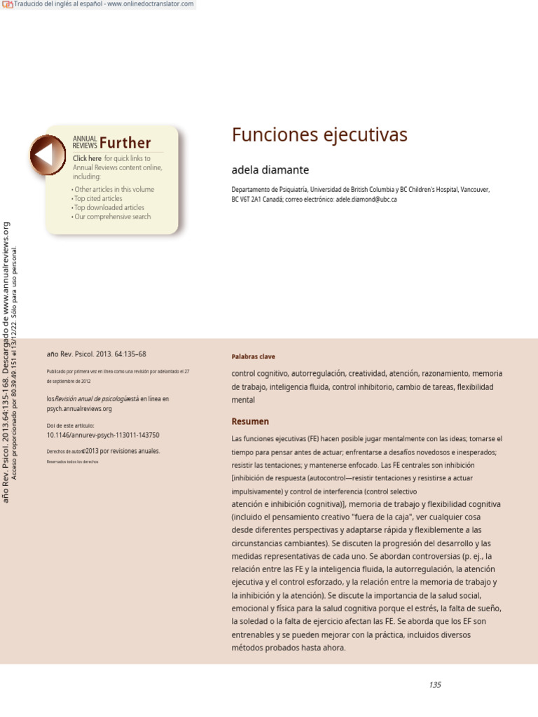 Funciones Ejecutivas y su Importancia | PDF | Atención | Funciones ...