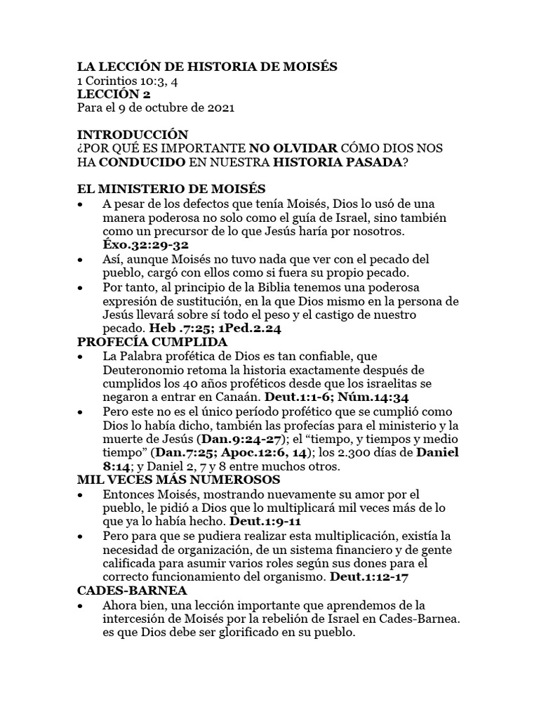 Lección 2. La Lección de Historia de Moisés | PDF | Moisés | Profecía