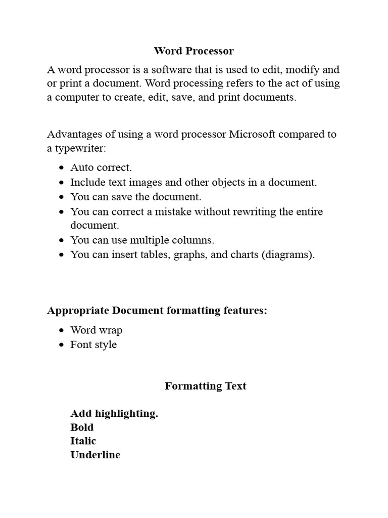 A Word Processor Is A Software That Is Used To Edit | PDF | Word Processor | Computing