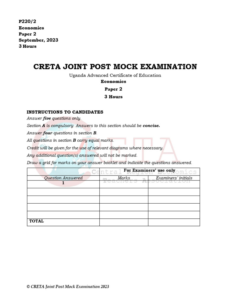 Creta Post Mock P.2 2023 | PDF | Inflation | Unemployment