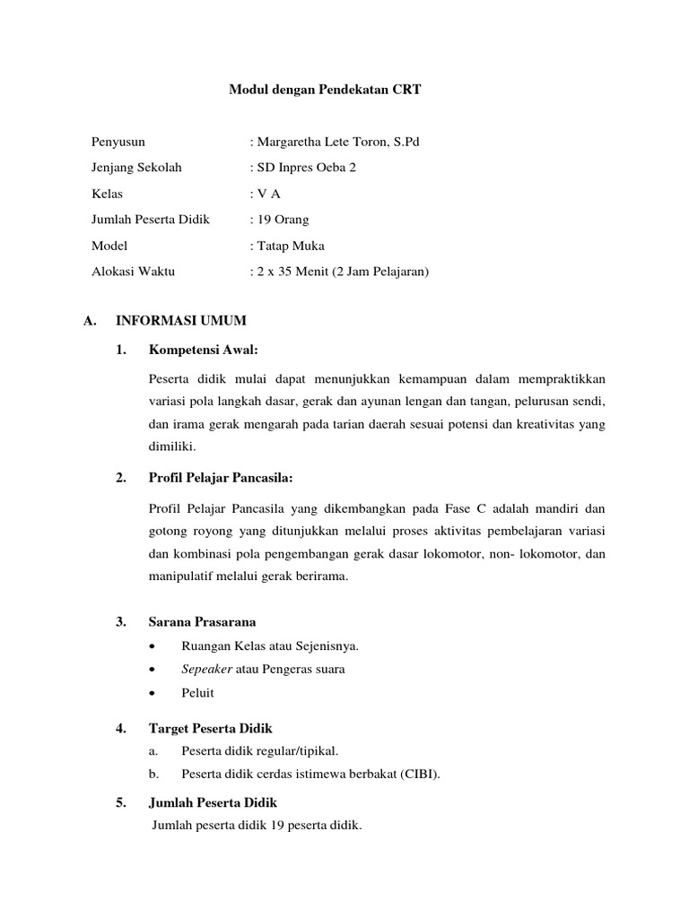 Modul Ajar Berdiferensiasi Dengan Pendekatan CRT. UAS | PDF