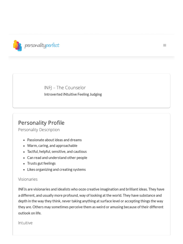 INFJ Personality Type - Read The Free Profile Description - Personality ...