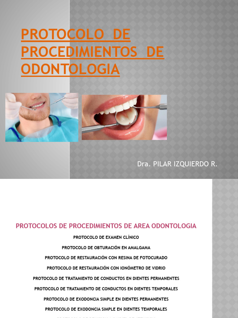 Protocolo de Procedimientos de Odontolog | PDF | Odontología | Boca