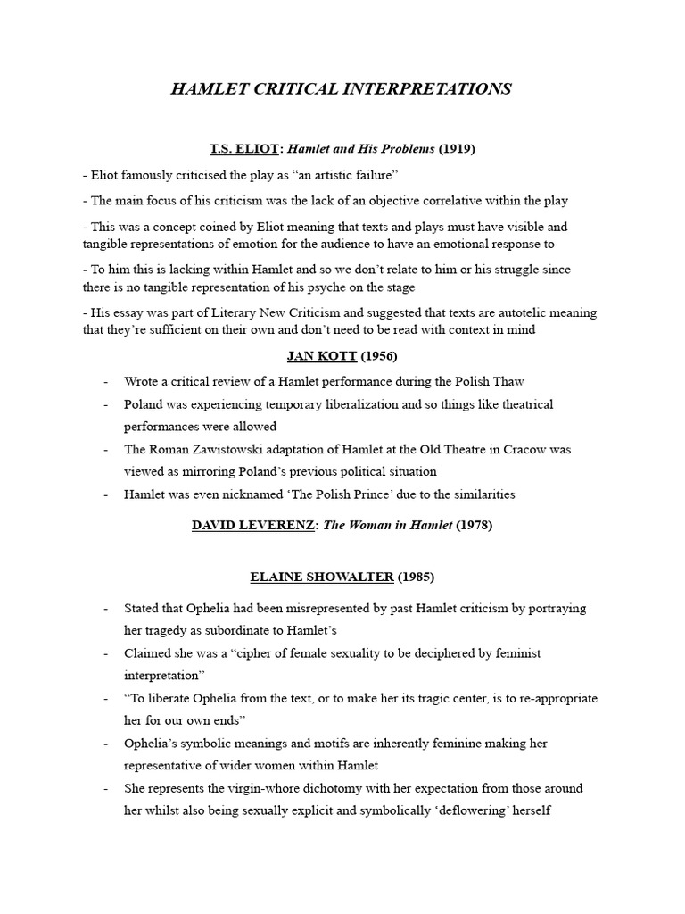 Hamlet Critical Interpretations | PDF | Hamlet