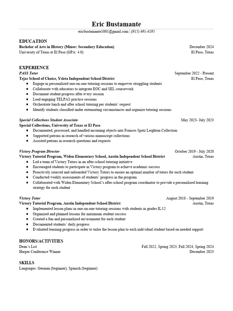 eric bustamante resume | Download Free PDF | Lesson Plan | Behavior ...