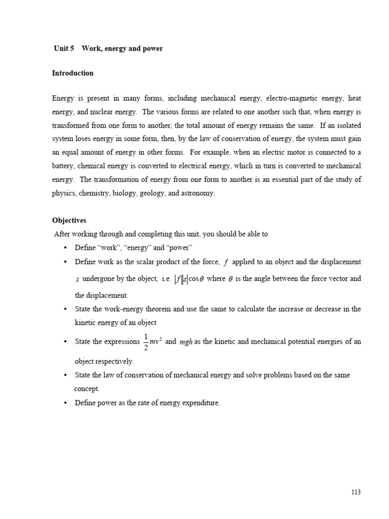 Unit 05 Energy and Power | Download Free PDF | Force | Potential Energy