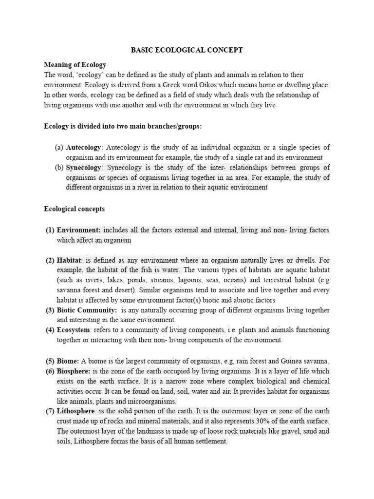 Understanding Basic Ecological Concepts | PDF | Ecosystem | Earth