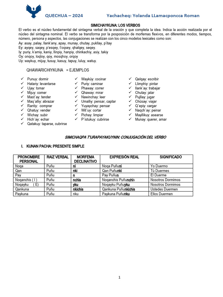 10 Verbos Actividades | PDF | Verbo | Conjugación gramatical