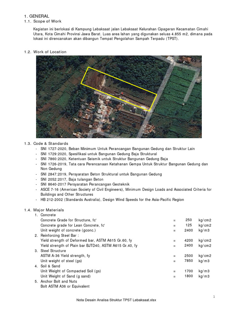 Nota Desain Analisa Struktur TPST Lebaksaat | Download Free PDF | Structural Engineering | Mechanics