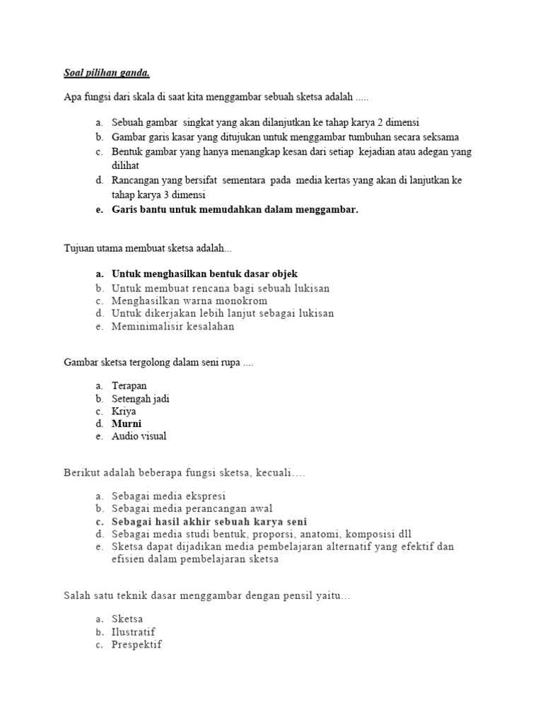 PAT DKV-I (Dasar Sketsa) - KELAS X DKV | PDF | Metode & Bahan Ajar ...