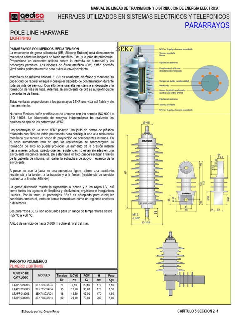 Pararrayos Poliméricos 3EK7 | PDF | Ciencia de los Materiales | Materiales