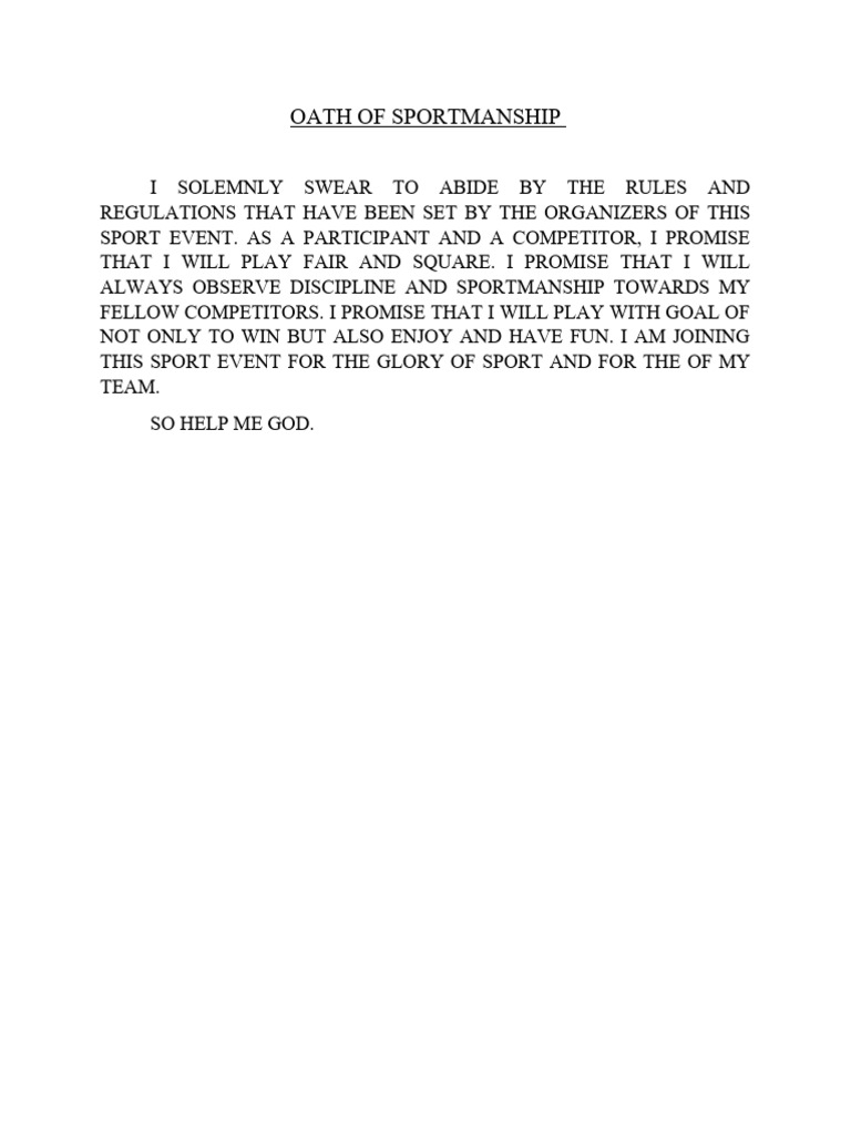 Oath of Sportmanship | PDF
