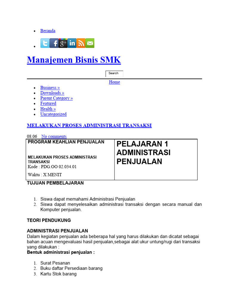 Panduan Administrasi Transaksi Penjualan | PDF