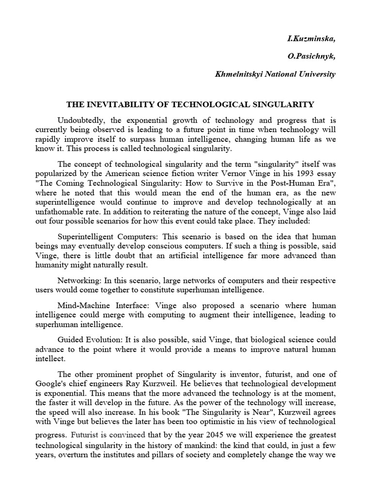 The Unevitability of Technological Singularity | PDF | Technological Singularity | Computing