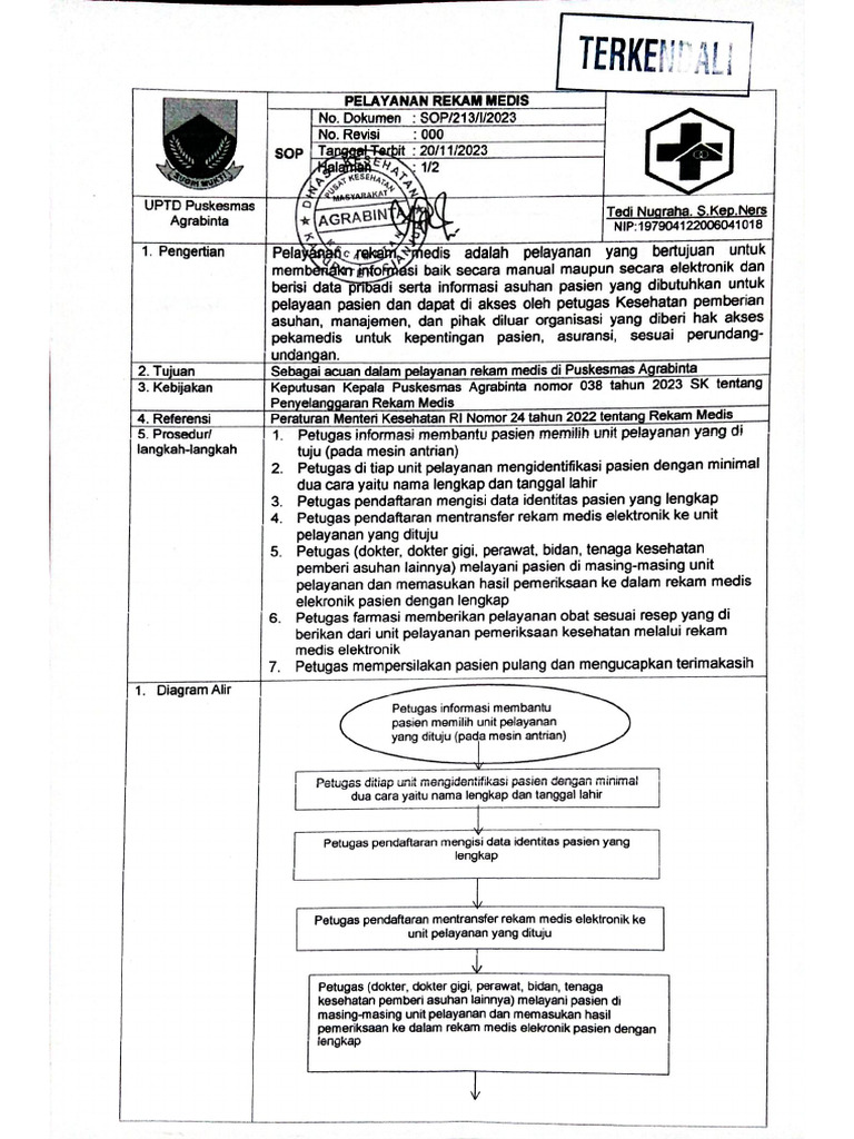 SOP Pelayanan Rekam Medis | PDF