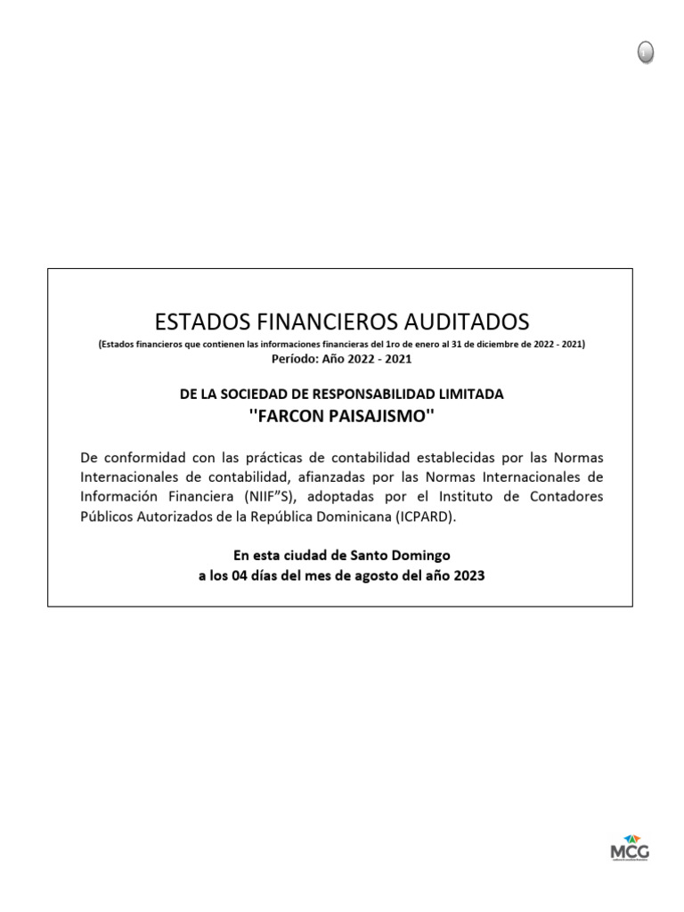 Estados Financieros Auditados 2022-2021 | PDF | Auditoría | Contador