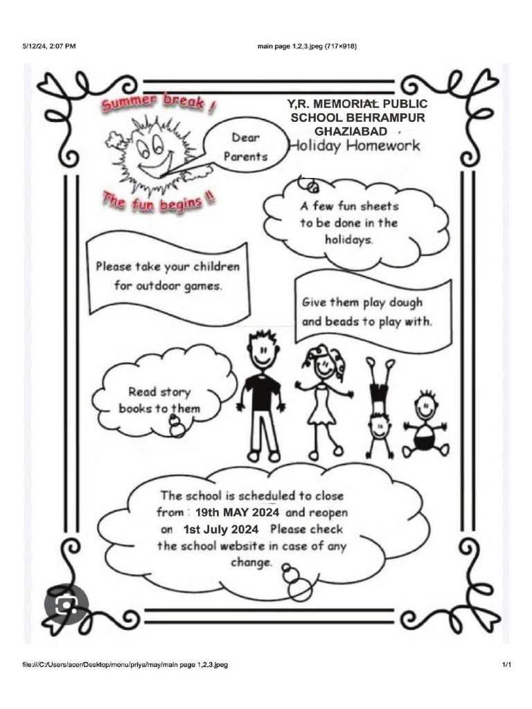 Class 3rd Holiday Homework | PDF