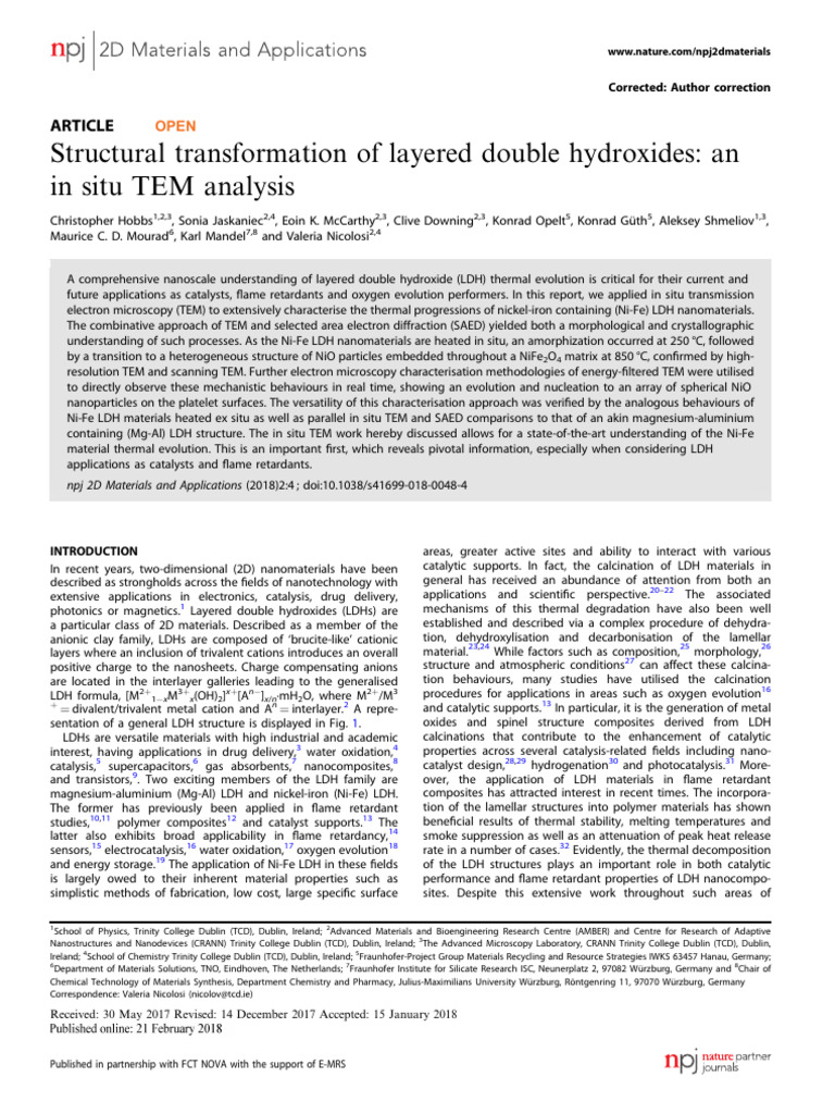 Structural Transformation of Layered Double Hydroxides - An in Situ TEM ...