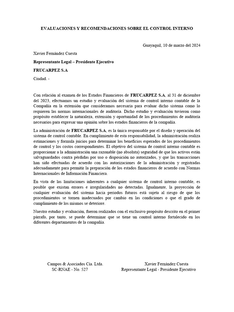 Formato Control Interno | PDF | Contabilidad | Auditoría