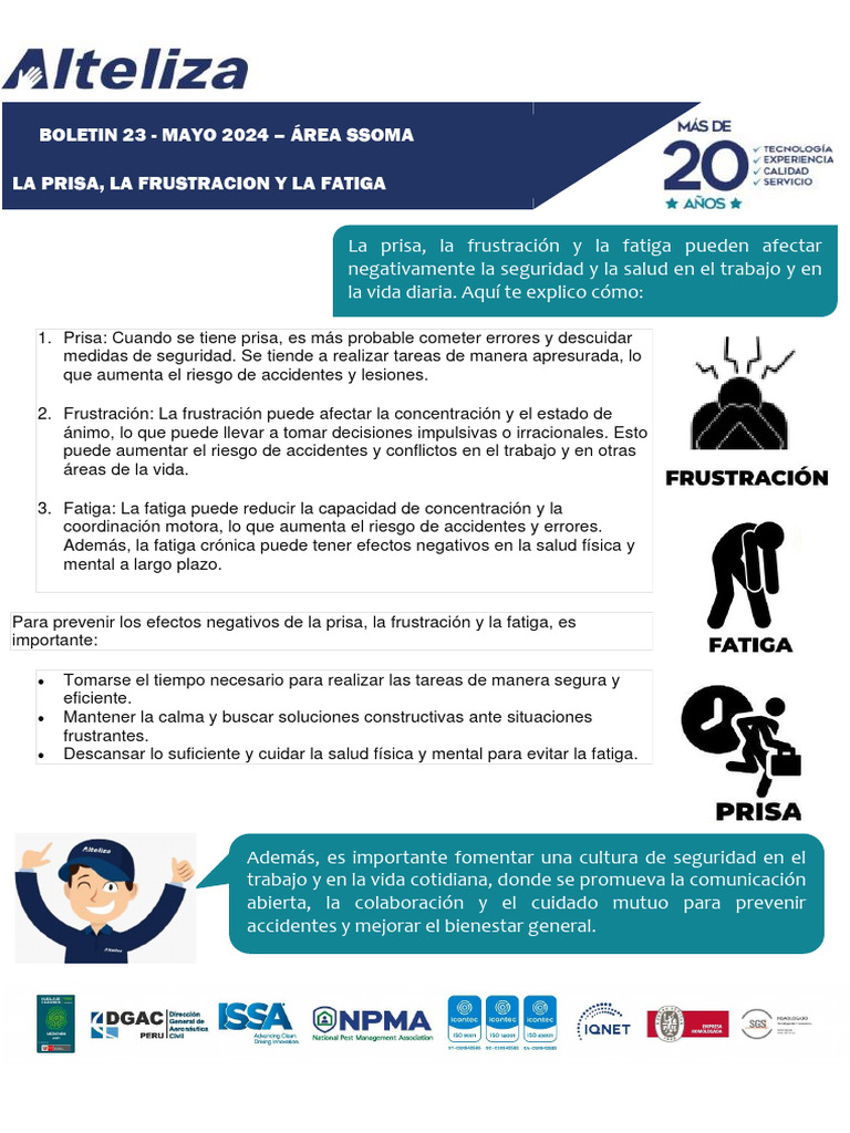 Prevención de Fatiga y Prisa en el Trabajo | PDF | Crecimiento personal ...