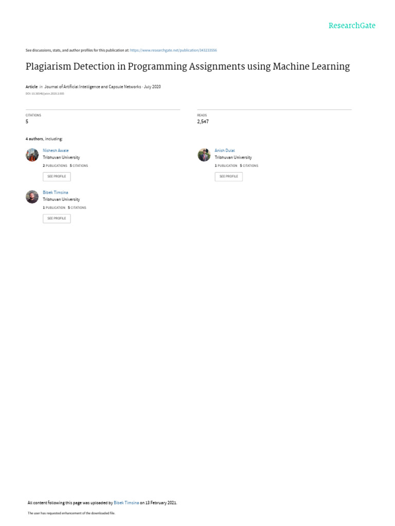 Plagiarism Detection in Programming Assignments Us | PDF | Deep Learning | Machine Learning