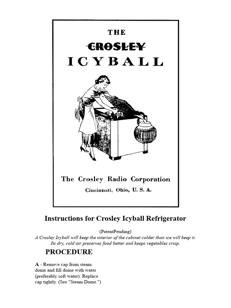 Crosley Icyball Refrigerator Instructions | PDF | Heat Transfer