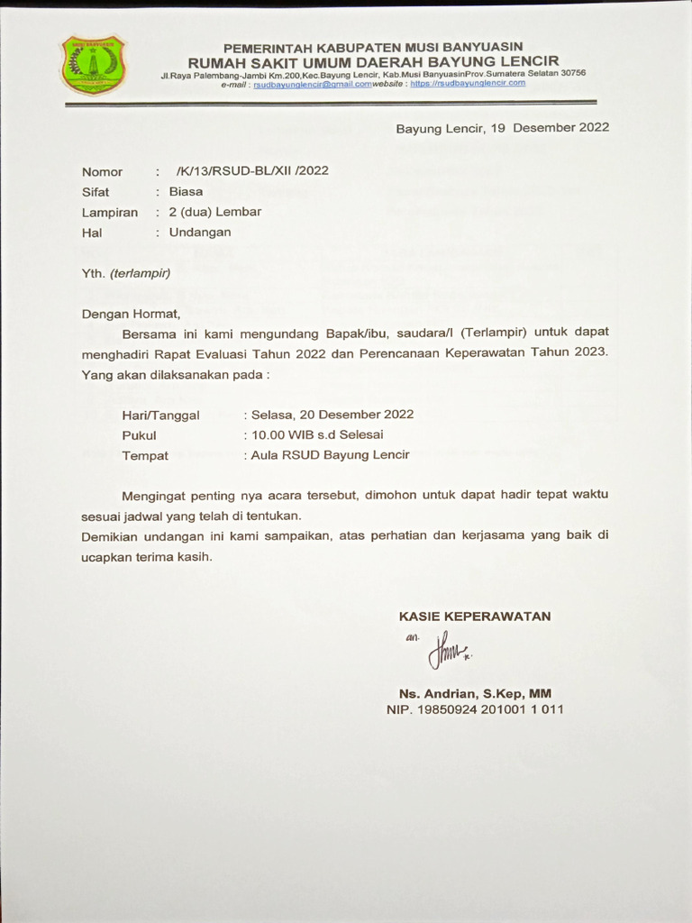 Undangan Rapat Keperawatan Pdf