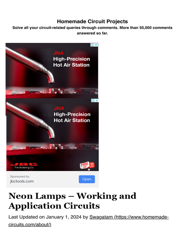 Neon Lamp Circuits and Applications | PDF | Capacitor | Resistor