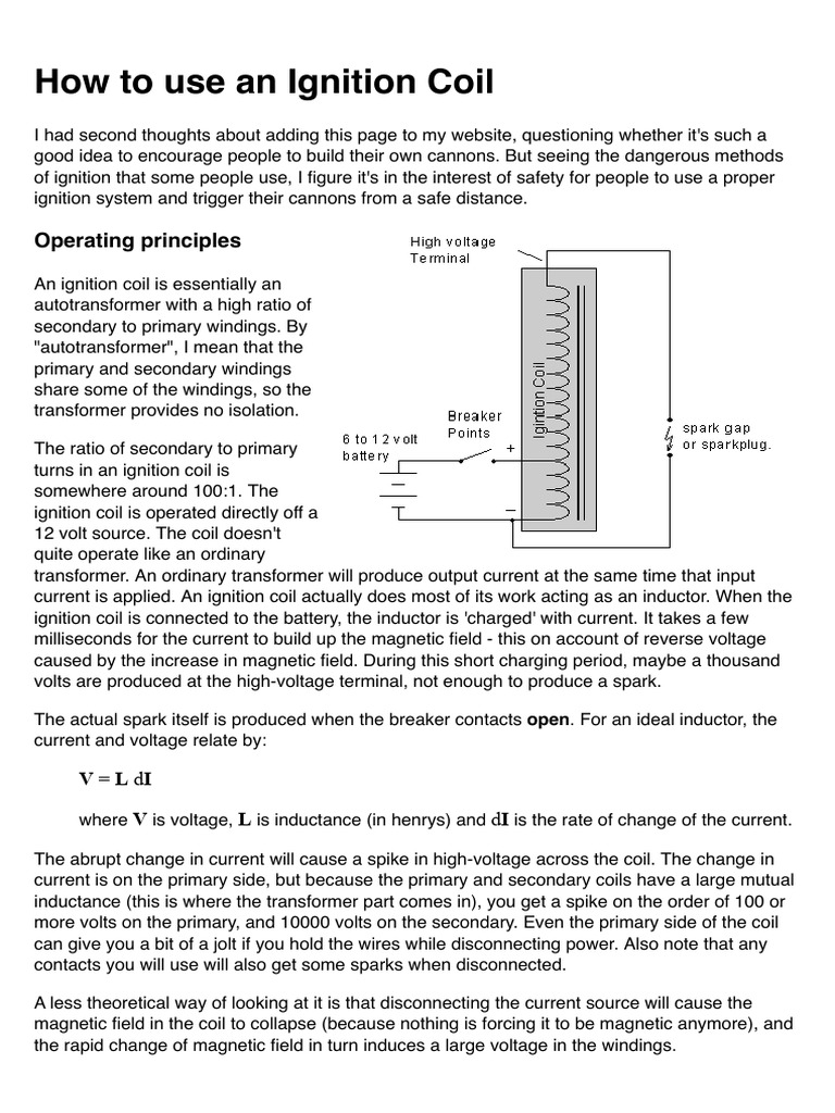 How to use an Ignition Coil | PDF | High Voltage | Inductance