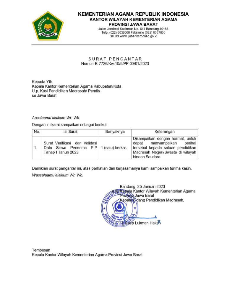 7726 - REVSurat Edaran Verval Data Penerima PIP Tahun 2023 | PDF