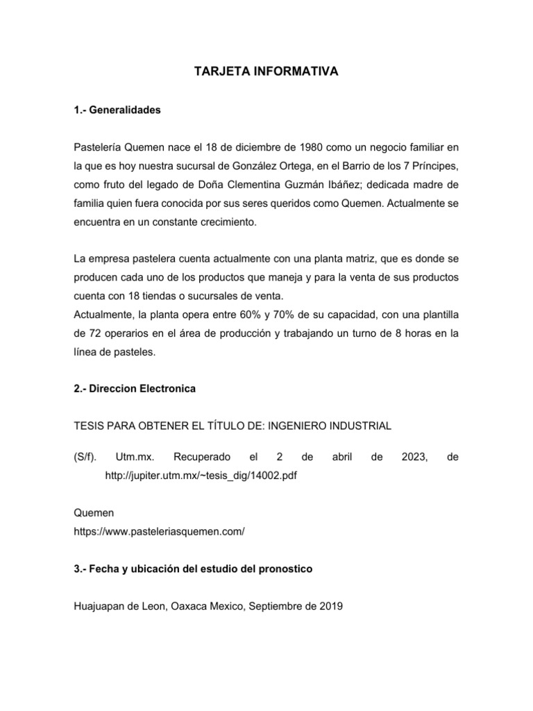 Tarjeta Informativa | PDF | Business | Economias