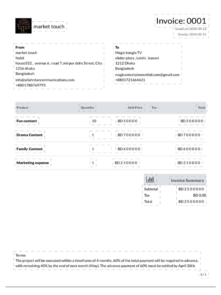 Magic Bangla Invoice | PDF