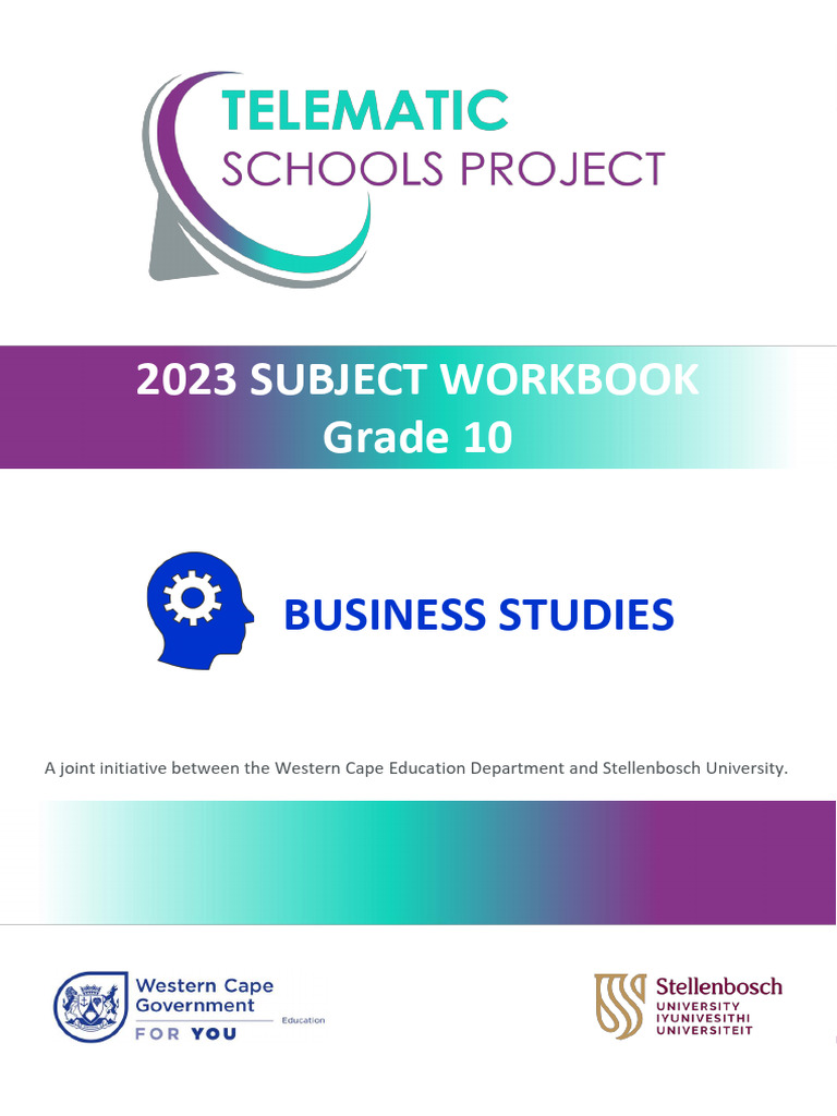 2023 GR 10 Workbook - Business Studies | PDF | Business | Business Process