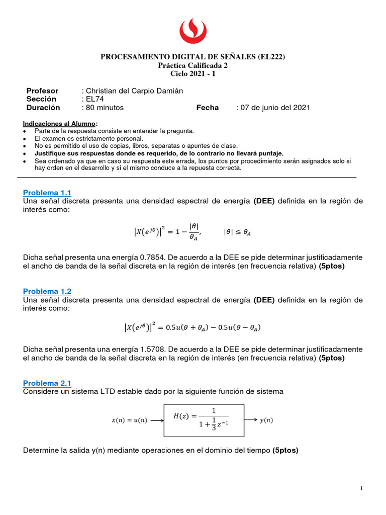 EL222 EL74 Practica2 2021 01 UPC | PDF | Frecuencia | Electrónica