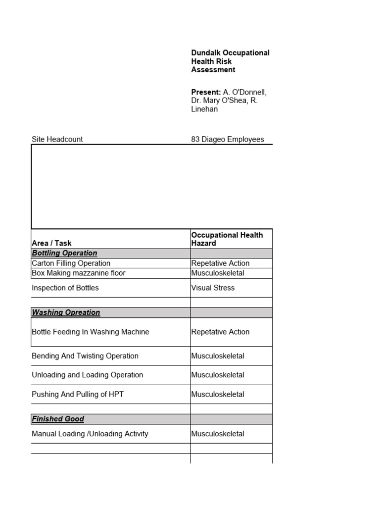 Occupational Health Risk Assessment Report | PDF | Personal Protective ...