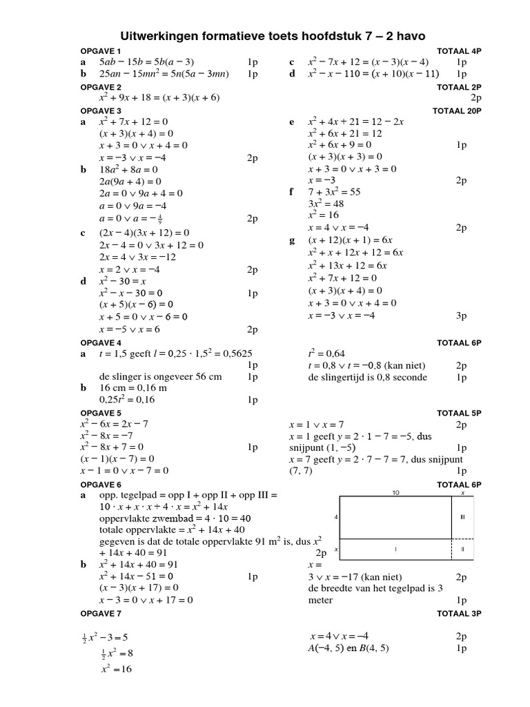 2h - h7 - Uitwerkingen Formatieve Toets | PDF