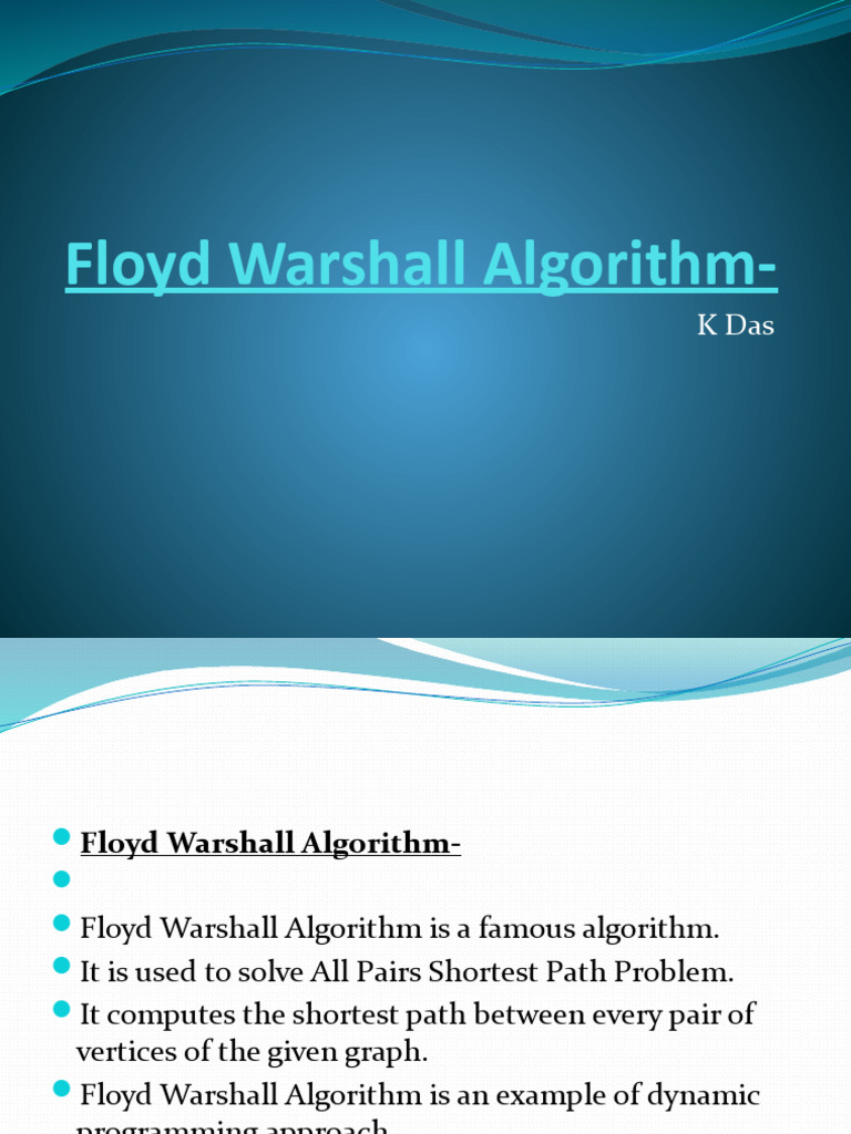 Kdas Floyd Warshall Algorithm Pdf Computational Problems Theoretical Computer Science