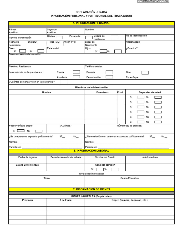 Formulario Conozca A Su Empleado | PDF