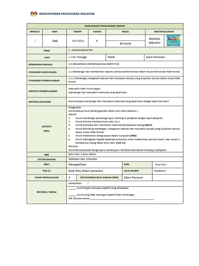 RPH BM THN 4 V2 (Unit 1) | PDF
