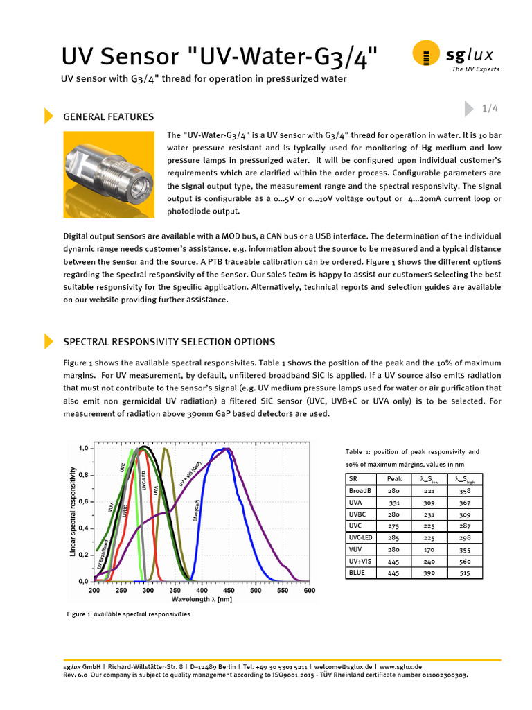 UV Water G3 4 | PDF | Ultraviolet | Sensor