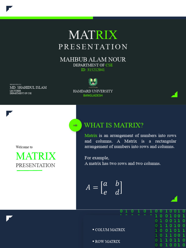 Presentation Matrix | PDF | Matrix (Mathematics) | Functions And Mappings