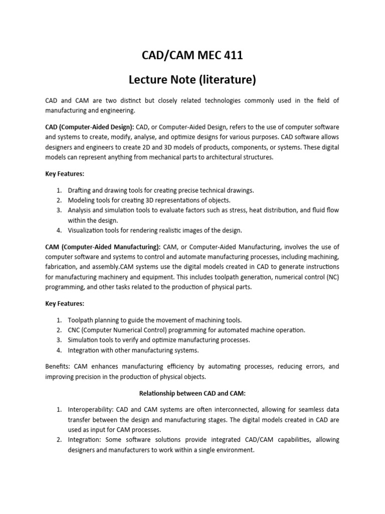 CAD CAM Note | Download Free PDF | Computer Aided Design | Numerical ...