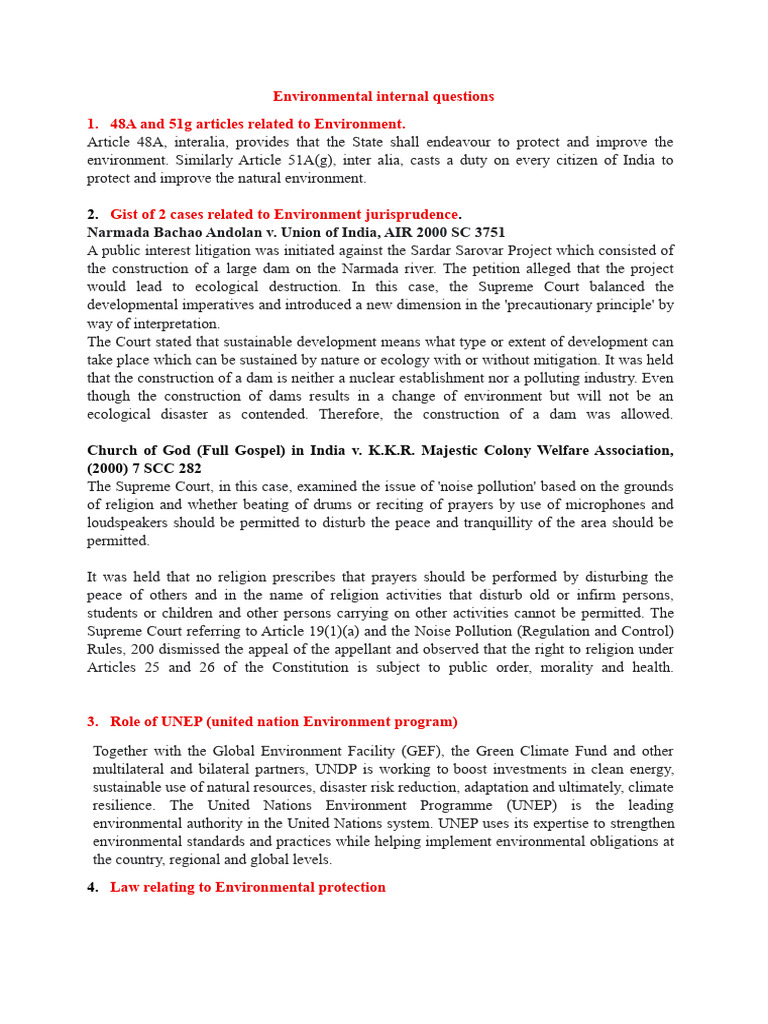 Environment Notes | PDF | United Nations Environment Programme ...